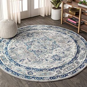 JONATHAN Y MDP106A-6R Modern Persian Vintage Medallion Traditional Indoor Area-Rug Country Easy-Cleaning Bedroom Kitchen Living Room Non Shedding, 6' Round, Light Grey/Blue