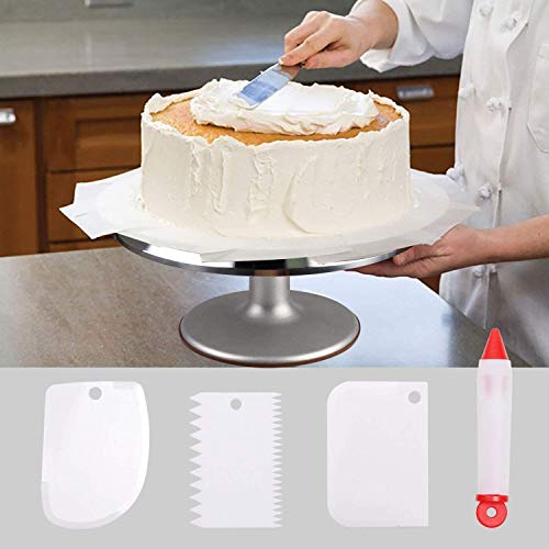 12.2” Rotating Cake Decorating Turntable for Cakes,Cake Turntable - 12'' Rotating Cake Decorating Stand with 2 Angled Icing Spatulas and 3 Comb Icing Smoother