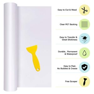 White Permanent Vinyl, White Adhesive Vinyl for Cricut - 12" x 40 FT White Vinyl Roll for Cricut, Silhouette, Cameo Cutters, Signs, Scrapbooking, Craft, Die Cutters