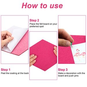 21 Pieces Pin Board Hexagon Felt Board Tiles Bulletin Board Memo Board Notice Board with 40 Pieces Push Pins for Home Office Classroom Wall Decor 5.9 x 7 Inches/ 15 x 17.7 cm (Rose Red, Purple, Pink)