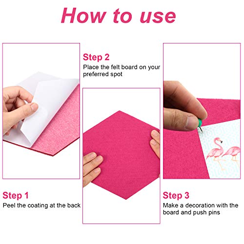 21 Pieces Pin Board Hexagon Felt Board Tiles Bulletin Board Memo Board Notice Board with 40 Pieces Push Pins for Home Office Classroom Wall Decor 5.9 x 7 Inches/ 15 x 17.7 cm (Rose Red, Purple, Pink)