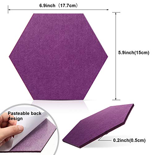 21 Pieces Pin Board Hexagon Felt Board Tiles Bulletin Board Memo Board Notice Board with 40 Pieces Push Pins for Home Office Classroom Wall Decor 5.9 x 7 Inches/ 15 x 17.7 cm (Rose Red, Purple, Pink)