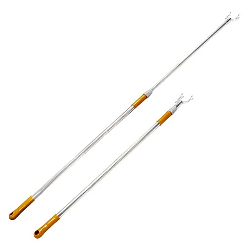 Seasonfall 63 Inch Long Reach Stick for Hanging Clothes Closet Poles for Reaching Clothes Extendable Reach Pole with Hook Retractable Adjustable Rod for Ceiling and Shelf