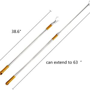 Seasonfall 63 Inch Long Reach Stick for Hanging Clothes Closet Poles for Reaching Clothes Extendable Reach Pole with Hook Retractable Adjustable Rod for Ceiling and Shelf