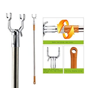 Seasonfall 63 Inch Long Reach Stick for Hanging Clothes Closet Poles for Reaching Clothes Extendable Reach Pole with Hook Retractable Adjustable Rod for Ceiling and Shelf