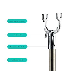 Seasonfall 63 Inch Long Reach Stick for Hanging Clothes Closet Poles for Reaching Clothes Extendable Reach Pole with Hook Retractable Adjustable Rod for Ceiling and Shelf