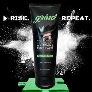 Grind Natural Toothpaste, Fluoride-Free - Dentist Recommended Hydroxyapatite, Theobromine & Activated Charcoal for Remineralizing, Sensitive Teeth, & Whitening, Made in USA, Vegan (4 oz)