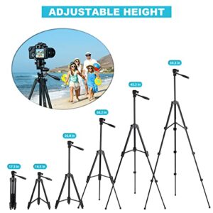 55" Phone Tripod, PHOPIK Aluminum Extendable Tripod Stand with Shutter, Carrying Bag, Compatible with iPhone/Android/Sport Camera Perfect for Video Recording/Selfies/Live Stream/Vlogging