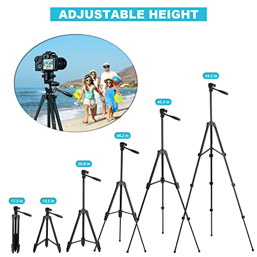 55" Phone Tripod, PHOPIK Aluminum Extendable Tripod Stand with Shutter, Carrying Bag, Compatible with iPhone/Android/Sport Camera Perfect for Video Recording/Selfies/Live Stream/Vlogging