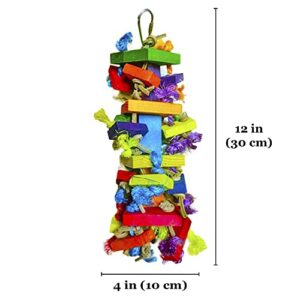 Meric Block Toy for House Birds, Nibbling Keeps Beaks Trimmed, Preening Keeps Feathers Groomed, Edible, Food-Grade Multicolored Wooden Blocks, 1-pc