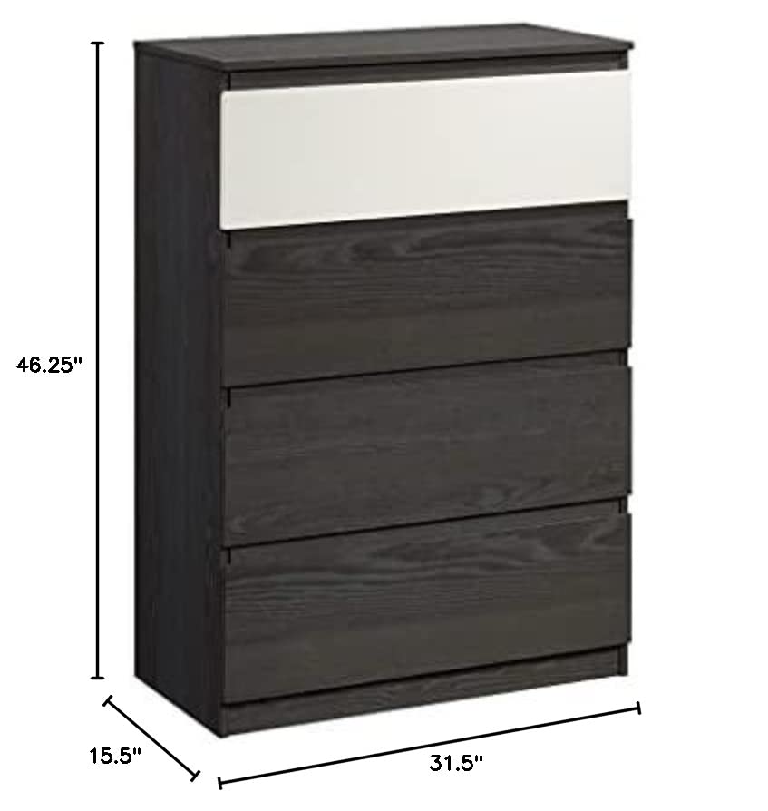 Sauder Hudson Court Dresser, L: 31.5" x W: 15.51" x H: 46.26", Charcoal Ash Finish