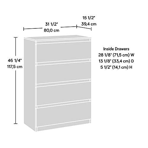 Sauder Hudson Court Dresser, L: 31.5" x W: 15.51" x H: 46.26", Charcoal Ash Finish