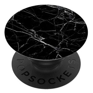 Richmond & Finch PopSocket PopGrip, Universal Expanding Mobile Phone Stand and Grip for Phones and Tablets, Includes Swappable Top, Marble - Black