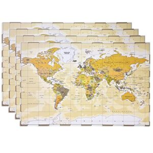 50 disposable world map paper place mats 11” x 17” rectangle shaped globe travel adventure chargers table mat for geography learning education traveler themed crafts dinner party decor