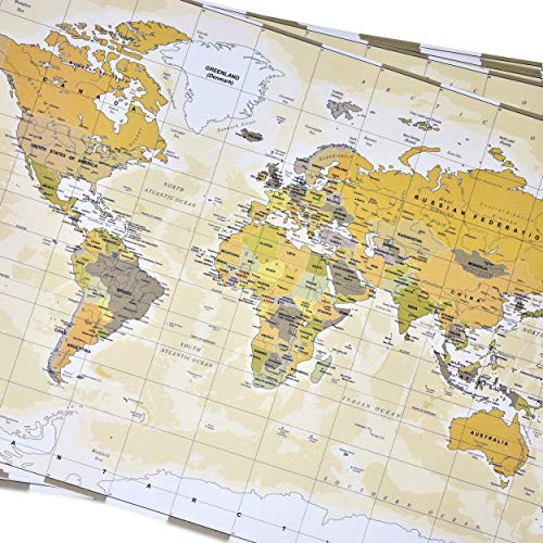 50 Disposable World Map Paper Place Mats 11” x 17” Rectangle Shaped Globe Travel Adventure Chargers Table Mat for Geography Learning Education Traveler Themed Crafts Dinner Party Decor