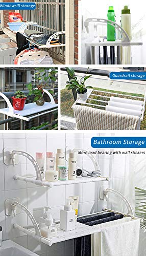 Retractable balcony armrest bath Clothes Rack, Hanging Extra Long Drying Rack Drying Rack Towel Clothes Folding Drying Rack Indoor Or Outdoor Iron Racks Socks (retractable length 40-70cm) (white)