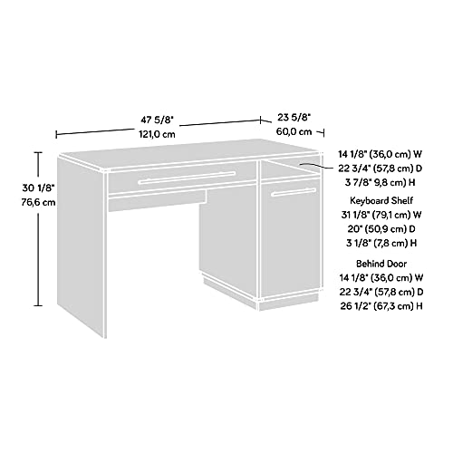 Sauder Vista Key Desk, L: 47.64" x W: 23.62" x H: 30.16", Pearl Oak Finish