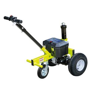 tow tuff tmd-35etd8 versatile adjustable 3500 lbs capacity variable ball height electric utility dolly for boats, cargo trailers, and more, green, 3rd wheel, step for leverage, travels 1.5 mph