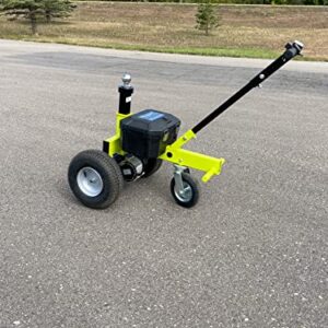 Tow Tuff TMD-35ETD8 Versatile Adjustable 3500 Lbs Capacity Variable Ball Height Electric Utility Dolly for Boats, Cargo Trailers, and More, Green, 3rd Wheel, Step for Leverage, Travels 1.5 MPH