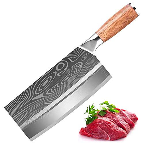 Meat Cleaver 8-inch Chef Knife Professional Butcher Knife Stainless Steel Vegetable Cleaver Knife with Anti-slip Wooden Handle