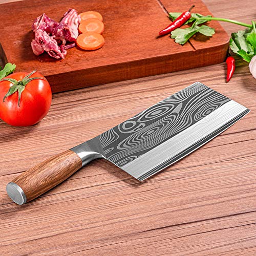 Meat Cleaver 8-inch Chef Knife Professional Butcher Knife Stainless Steel Vegetable Cleaver Knife with Anti-slip Wooden Handle