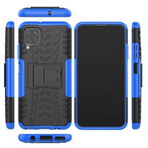 MRSTERUS Huawei P40 Lite Case tire Pattern Strong Armored Double-Layer Heavy-Duty Fall Prevention with Removable Bracket Shockproof Protective Cover for Huawei P40 Lite Sporty Style (Blue) JX