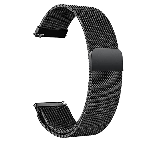 Compatible with Galaxy Watch 3 45mm/Samsung Galaxy Watch 46mm/Gear S3 Frontier/Classic Band, 22mm Stainless Steel Strap Replacement for Ticwatch Pro/Samsung Galaxy Watch 46mm Smartwatch (Black)