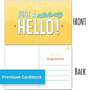 50 Hello Postcards - Bulk Postcards for Kids, Friends, Students, Teacher and More - Say We Miss You, Thinking of You, Thank You, Happy Birthday, Just a Note to Say Hi, Welcome, Summer Camp Greetings - Blank 4x6” Post Cards Pack