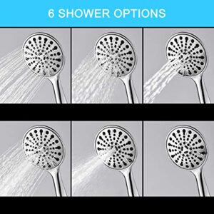 SOKA High Pressure Shower Heads with 6 Spray Setting Massage Spa 6" Showerhead with Handheld Shower Head with Extra Long Hose 59 Inches(5 Feet）And Adjustable Bracket Chrome