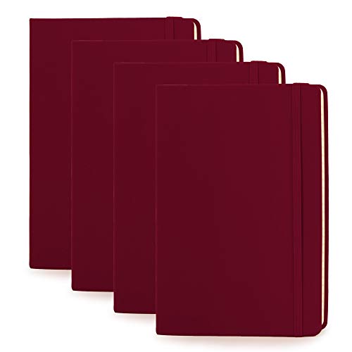 Simply Genius A5 Notebooks for Work, Travel, Business, School & More - College Ruled Notebook - Hardcover Journals for Women & Men - Lined Books with 192 pages, 5.7" x 8.4"(Wine, 4 Pack)