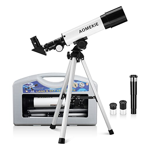 Aomekie Telescope for Kids Adults Astronomy Beginners 50mm Refracter Telescope with Tripod and Case, Gift for Kids Educational Beginners with Case