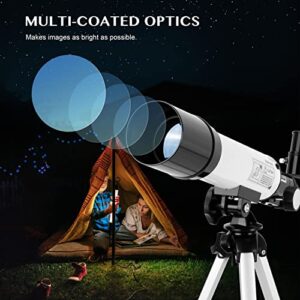 Aomekie Telescope for Kids Adults Astronomy Beginners 50mm Refracter Telescope with Tripod and Case, Gift for Kids Educational Beginners with Case