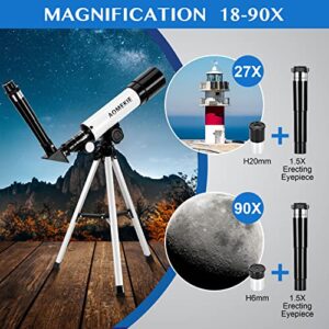 Aomekie Telescope for Kids Adults Astronomy Beginners 50mm Refracter Telescope with Tripod and Case, Gift for Kids Educational Beginners with Case