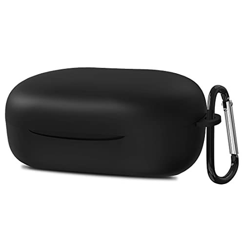 Geekria Silicone Case Cover Compatible with Sony WF-XB700 Extra BASS True Wireless Earbuds, Earphones Skin Cover, Protective Carrying Case with Keychain Hook, Charging Port Accessible (Black)