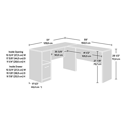 Sauder Beginnings L-Shaped Desk, L: 51.02" x W: 59.06" x H: 28.50", Summer Oak Finish