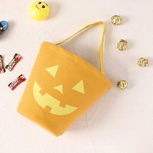 Zhenpony Halloween Trick or Treat Bag, Pumpkin Canvas Candy Tote Bucket Multipurpose Portable Collapsible Reusable Goody Bucket - Best Halloween Party Gifts