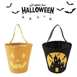 Zhenpony Halloween Trick or Treat Bag, Pumpkin Canvas Candy Tote Bucket Multipurpose Portable Collapsible Reusable Goody Bucket - Best Halloween Party Gifts