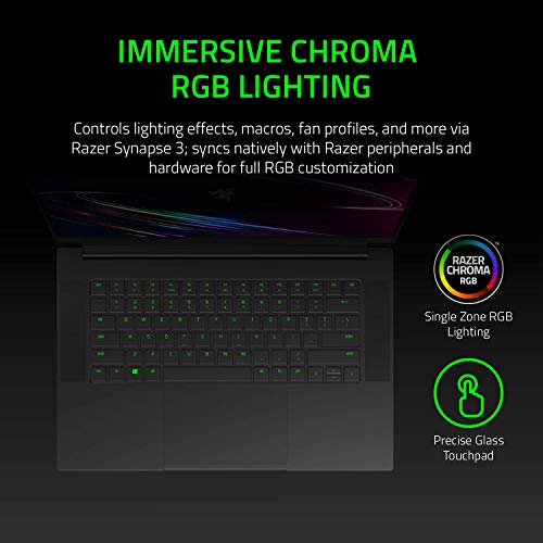 Razer Blade 15 Base Gaming Laptop 2020: Intel Core i7-10750H 6-Core, NVIDIA GeForce RTX 2060, 15.6" FHD 1080p 144Hz, 16GB RAM, 512GB SSD, CNC Aluminum, Chroma RGB Lighting, Thunderbolt 3, Black