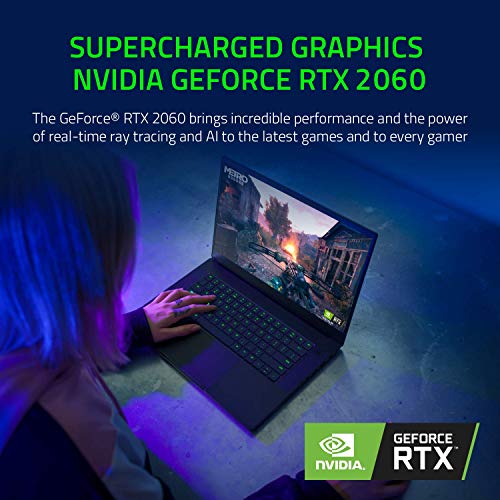 Razer Blade 15 Base Gaming Laptop 2020: Intel Core i7-10750H 6-Core, NVIDIA GeForce RTX 2060, 15.6" FHD 1080p 144Hz, 16GB RAM, 512GB SSD, CNC Aluminum, Chroma RGB Lighting, Thunderbolt 3, Black