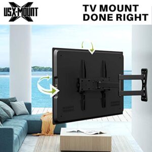 USX MOUNT Full Motion TV Wall Mount for Most 26-55in TV, Pre-Assembled Wall TV Bracket with Swivel Tilt Extension Height Setting, TV Centering & Corner Design, Up to VESA 400x400mm, Load 80 lbs