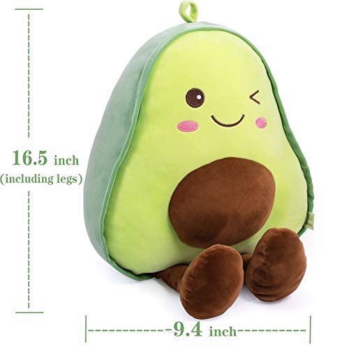 AASSOO 16.5 Inch Snuggly Stuffed Avocado Fruit Soft Plush Toy Hugging Pillow Gifts for Kids, Girl, Boy, and Friends Christmas