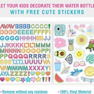 CHILLOUT LIFE 17 oz Insulated Water Bottle with Straw Lid for Kids and Adult + 20 Funny Waterproof Stickers - Perfect for Personalizing Your Kids Metal Water Bottle, Dishwasher Safe Paint - Magic Blue