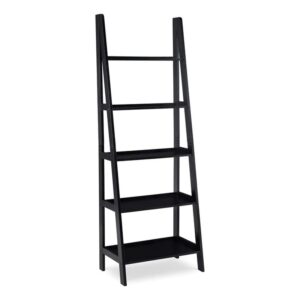 linon archdale wood ladder bookshelf in black