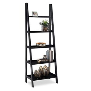 Linon Archdale Wood Ladder Bookshelf in Black