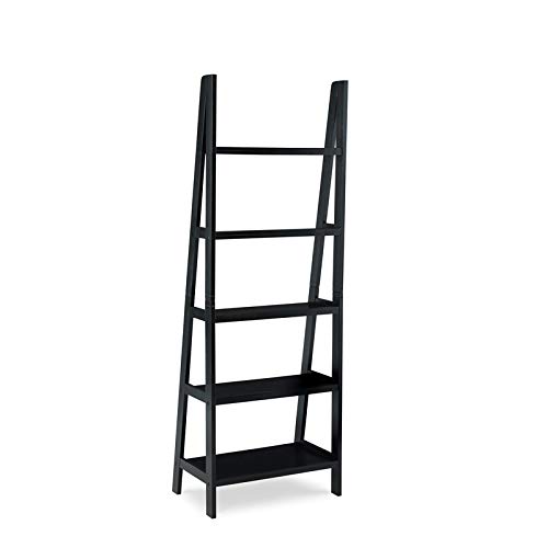 Linon Archdale Wood Ladder Bookshelf in Black