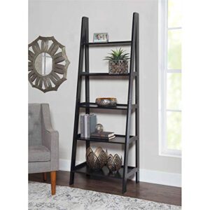 Linon Archdale Wood Ladder Bookshelf in Black