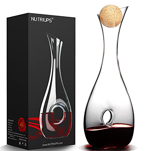 NUTRIUPS Wine Decanter with Stopper Wine Decanters and Carafes Hand Blown Wine Aerating Decanter Wine Carafe Decanter Pierced Decorative Snail Red Wine Decanters with Lid