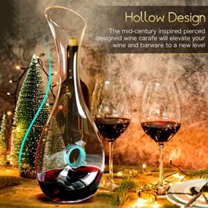 NUTRIUPS Wine Decanter with Stopper Wine Decanters and Carafes Hand Blown Wine Aerating Decanter Wine Carafe Decanter Pierced Decorative Snail Red Wine Decanters with Lid