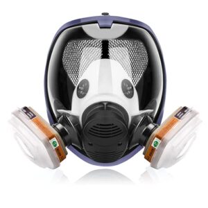 auwod 17in 1 reusable full face respirator widely used in paint sprayer, chemical,woodworking,dust protector