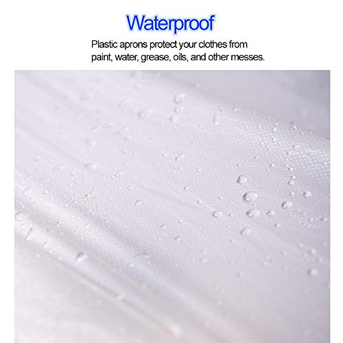 hapray 50 Pieces Disposable White Plastic Aprons, 46 inches x 28 inches Waterproof Polyethylene Perfect for Cooking Painting Arts n' Crafts and More